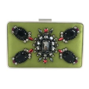 Inzi | Bags | Inzi Crystals Clutch Lime Green Satin Women Purse | Poshmark